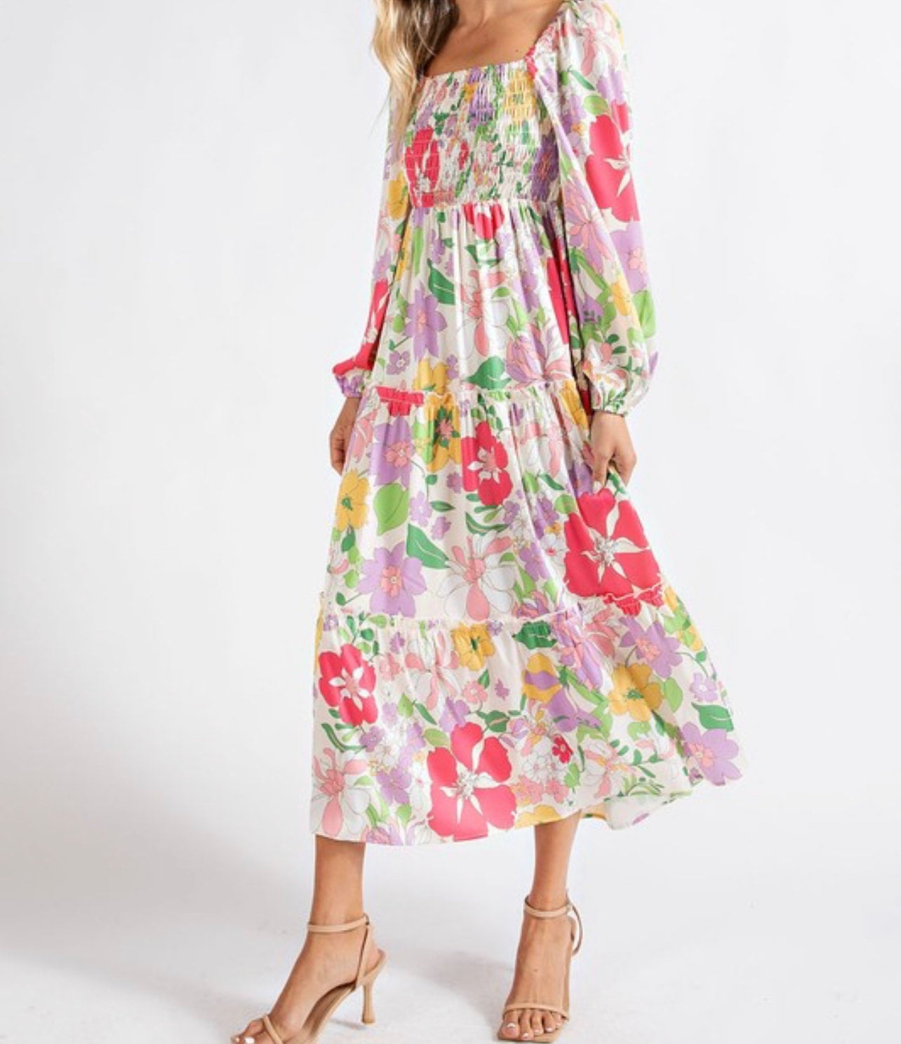 PREORDER- MULTI FLORAL MIDI | Lead By Grace Collections
